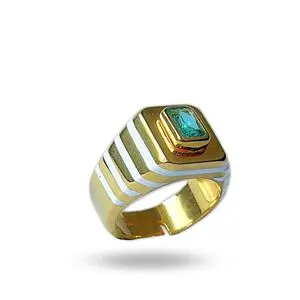 LINYA JEWELLERY Octagon Stone Enamel Signet Ring - Green