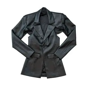 CIRCULAR PATH Vegan Leather Cut Out Blazer