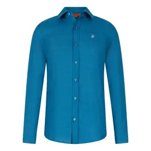 MAISON TANGERINE S Linen Shirt Azure - Blue
