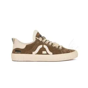 SPRINGA | UNIQUE VULCANIZED SNEAKERS ITALIAN HANDMADE Wavy Suede Taupe Embroidery Sneakers - Brown
