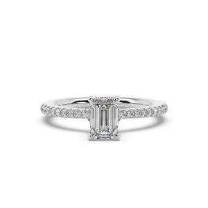 ARTISAN 14k Gold Ring Featuring Lab-grown Emerald-cut Diamond - White