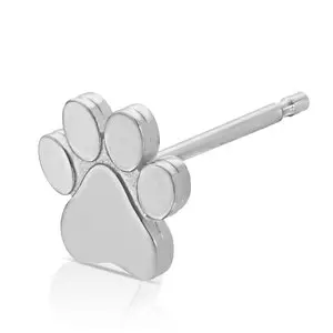 Maya Brenner Designs Charm Stud 14k White Gold Paw - Silver