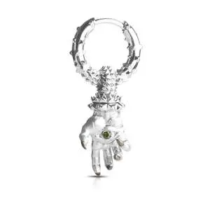 KASUN LONDON Hand Of The Protector Earrings October Green Tourmaline - Silver