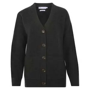 PAUL JAMES KNITWEAR Lambswool V-neck Ribbed Cardigan With Pockets - Green