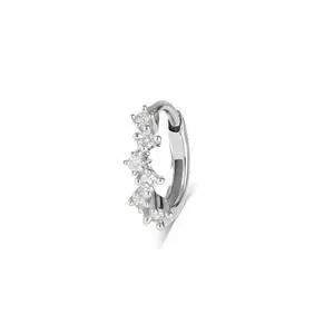 ZOHREH Scattered Diamond Huggie Hoop Earring 9k White Gold - Silver