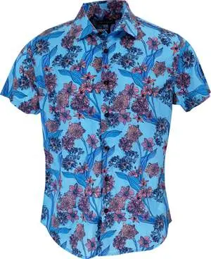 LORDS OF HARLECH Scott Ocean Floral Shirt - Blue