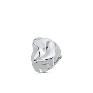 LINYA JEWELLERY Shiny Hammered Big Ring Vintage Style - Silver