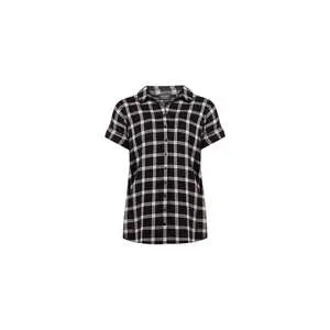 KNOWN SUPPLY Flannel Shirt Dress Amaris /taupe Plaid - Black