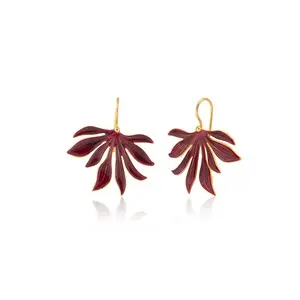 MILOU JEWELRY Ash Tree Leaf Earrings - Red