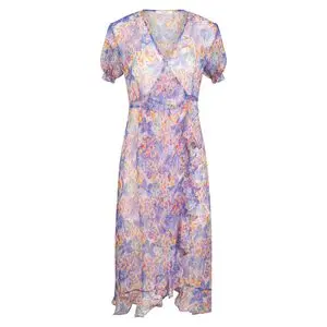 INTROVERTIE VIENNA Vienna Lucky Lilacs Silk Wrap Dress Maxi