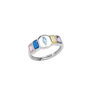 SPERO LONDON Sterling Multicolor Baguette Ring - Silver