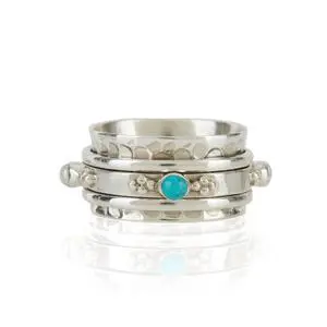 CHARLOTTE'S WEB JEWELLERY Rajput Serenity Spinning Ring Turquoise & Pearl - Silver