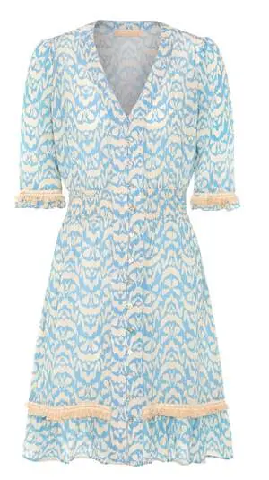 GUINEA Blue / White Pale Blue & Cream Summer Dress - Blue/white