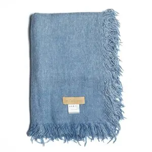 BEL CASHMERE Cashmere Foulard With Fringes Dusty - Blue