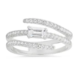 KYLIE HARPER Sterling Baguette-cut Crossover Statet Ring - Silver