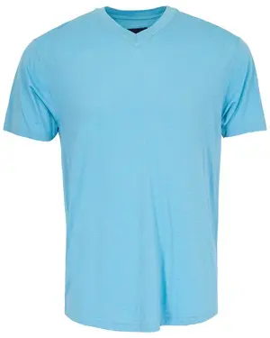 LORDS OF HARLECH Victor Merino V-neck Tee Teal - Blue