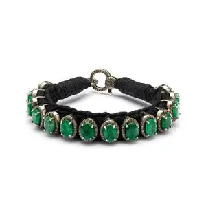 CARAVAN OF STONES Venice Pavé Diamond & Emerald Bracelet - Black