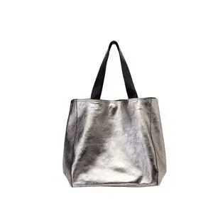 JUAN-JO Slouchy Tote Bag Soft Leather- Large Size - Silver