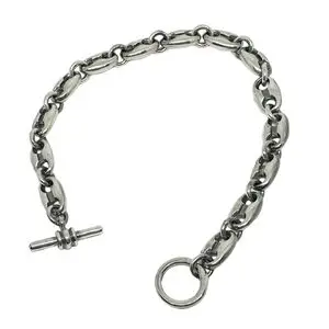 TG-JEWELLERY BY TAMARA GERVASIO Silver / Black Anchor Link T-bar Bracelet – Sterling Silver - Silver/black