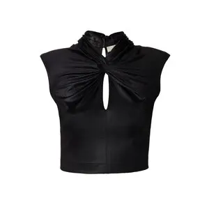 AGGI BY HALEWSKI Ada Power Sleeveless Crop Top - Black