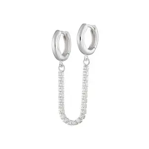 SCREAM PRETTY Tennis Chain Double Huggie Earring - Silver