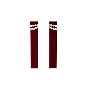 NUR KARAATA Eternal Pearl Burgundy Gloves - Red