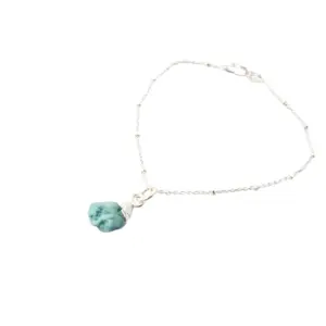 HARFI Blue / Silver Raw Turquoise December Birthstone Silver Bracelet - Blue/silver