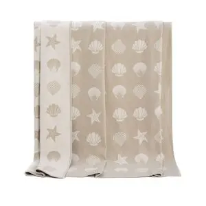 J.J.Textile Neutrals / White / Brown Beige Seashells Large Cotton Blanket - White/brown