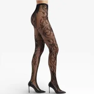 HIGH HEEL JUNGLE BY KATHRYN EISMAN Monet Lace Tights - Black