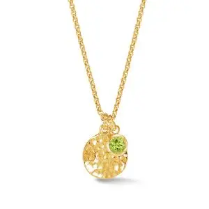 DOWER & HALL Hammered Disc & Green Peridot Array Pendant Yellow Vermeil - Gold