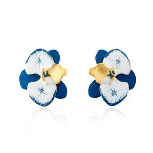MILOU JEWELRY Orchid Flower Earrings - Blue