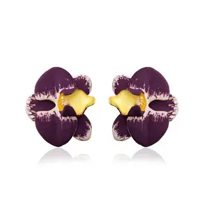 MILOU JEWELRY Orchid Flower Earrings - Purple