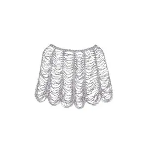 Saachi Festive Scallop Beaded Capelet Silver