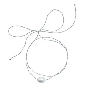 SAULE LABEL Lily Tie Necklace In Jet Frost - Silver