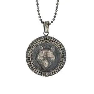 EBRU JEWELRY Spirit Animal Wolf Symbol Pendant Sterling Necklace - Silver
