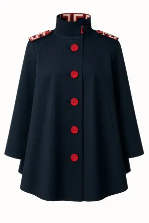BEIRA Nadia Navy Waterproof Cape With Silk Collar - Blue