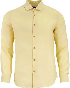LORDS OF HARLECH Lionel Linen Shirt Sunshine - Yellow