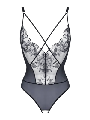 BONBON LINGERIE Coco Heart Ouvert Bodysuit - Blue