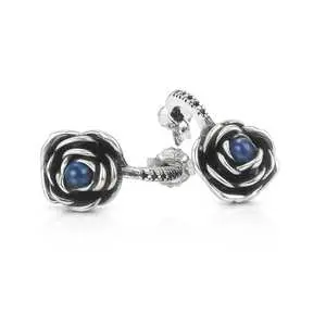 UNALOE Silver / Blue Sterling Silver Rose Drop Earrings With Sapphire – Earrings – Jewelry - Silver/blue