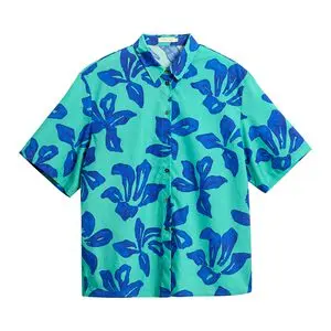 LOST PATTERN Tropical Bliss Oversized Shirt Ocean - Blue