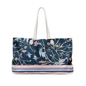 PIPER & FOX Blue / Grey Midnight Chinoiserie Mahjong/weekender Bag - Blue/grey
