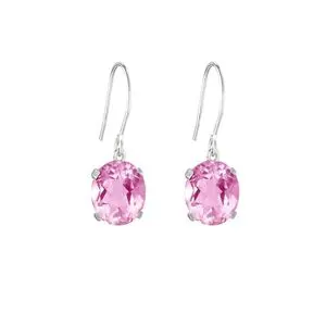 AUGUSTINE JEWELS Pink / Silver Sterling Silver Pink Topaz Hook Earrings - Pink/silver