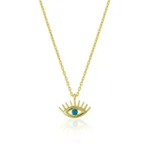 SPERO LONDON Blue Eye Evil Eye Sterling Silver Necklace - Gold