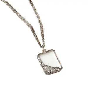 POSH TOTTY DESIGNS Sterling Bevelled Edge Strata Tag Necklace - Silver