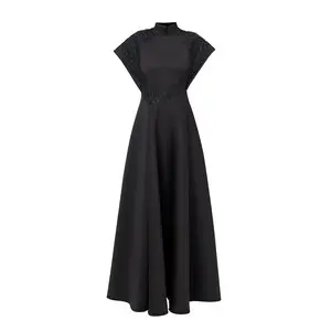 LIA ARAM Embellished Neoprene Evening Dress - Black