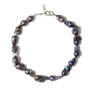KYBELE STUDIO Capri Necklace With Dark Baroque Pearls - Grey