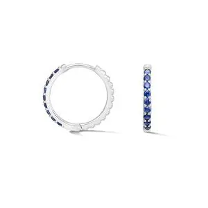 DOWER & HALL Large Blue Sapphire Lumiere Hoops - Silver