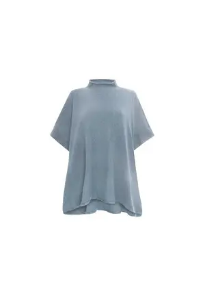 JAMES LAKELAND Pale Side Button Poncho - Blue