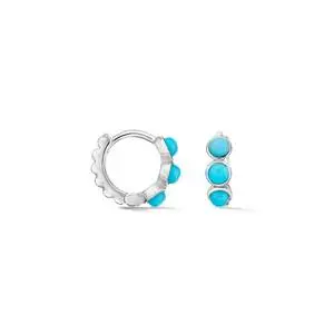 DOWER & HALL Small Azure Turquoise Huggie Hoops - Silver