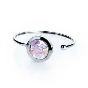 MY LITTLE NATURE Handmade Fluorite Crystal Cuff Bracelet In Stainless Steel - Silver/blue